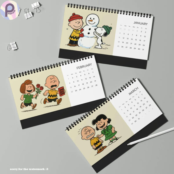 Peanuts Charlie Brown 2026 Desk Calendar - Purpul Pop