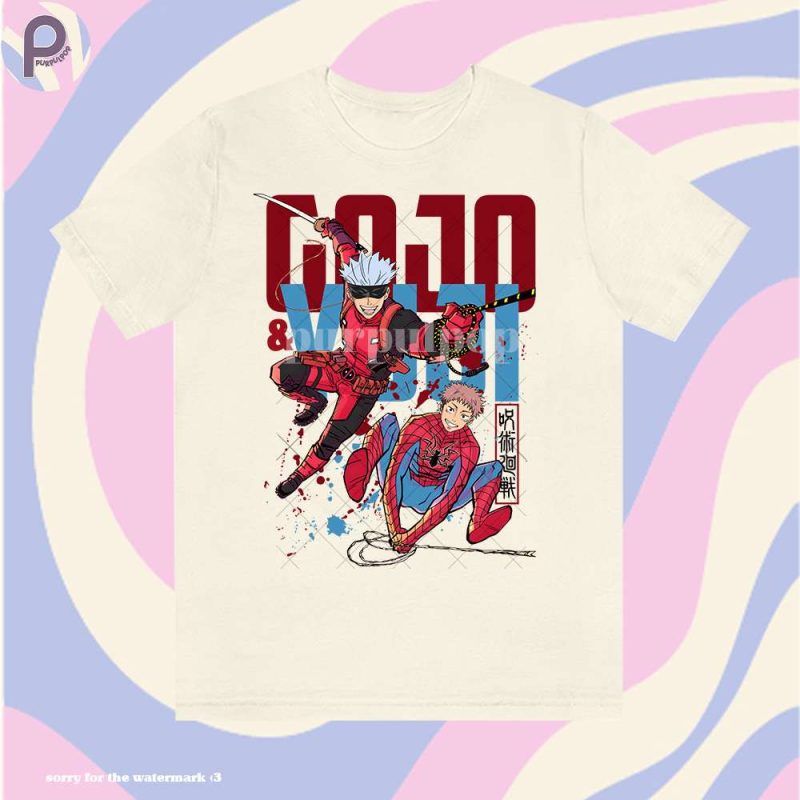 Gojo Yuji Deadpool Spiderman Shirt - Purpul Pop