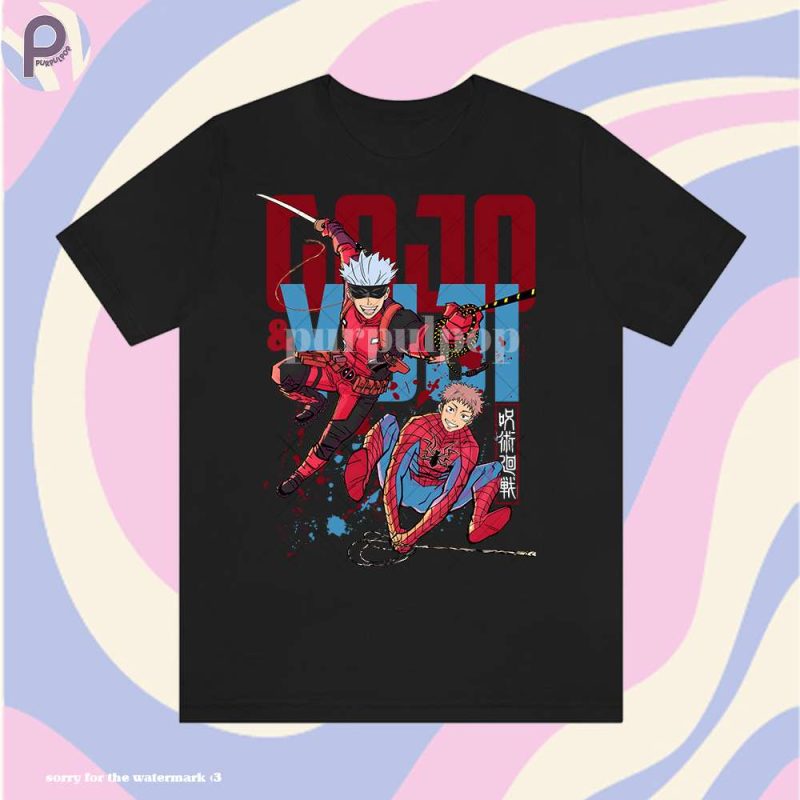 Gojo Yuji Deadpool Spiderman Shirt - Purpul Pop